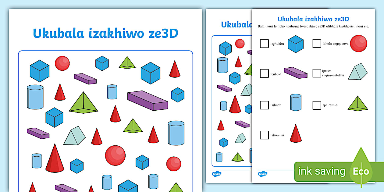 Count the 3D Shapes isiXhosa - Ukubala Iimeko 3D