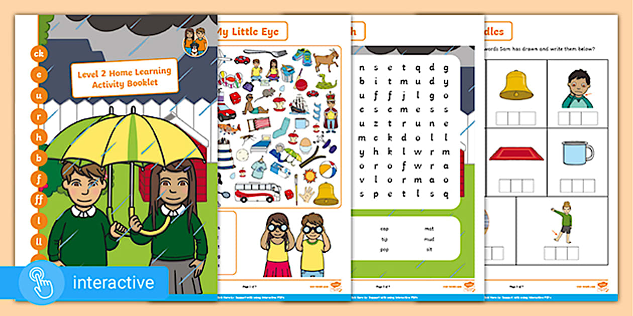 Interactive PDF: Phonics Home Learning Activity Booklet Level 2 Book 2