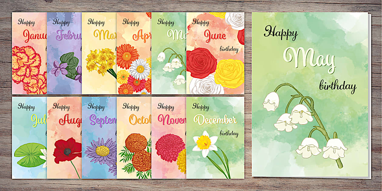 Birth Flower Birthday Cards | Twinkl Party