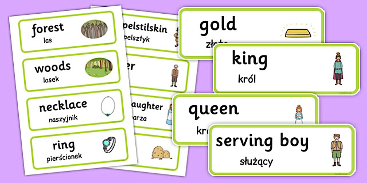 Rumpelstiltskin Word Cards Polish Translation - Twinkl