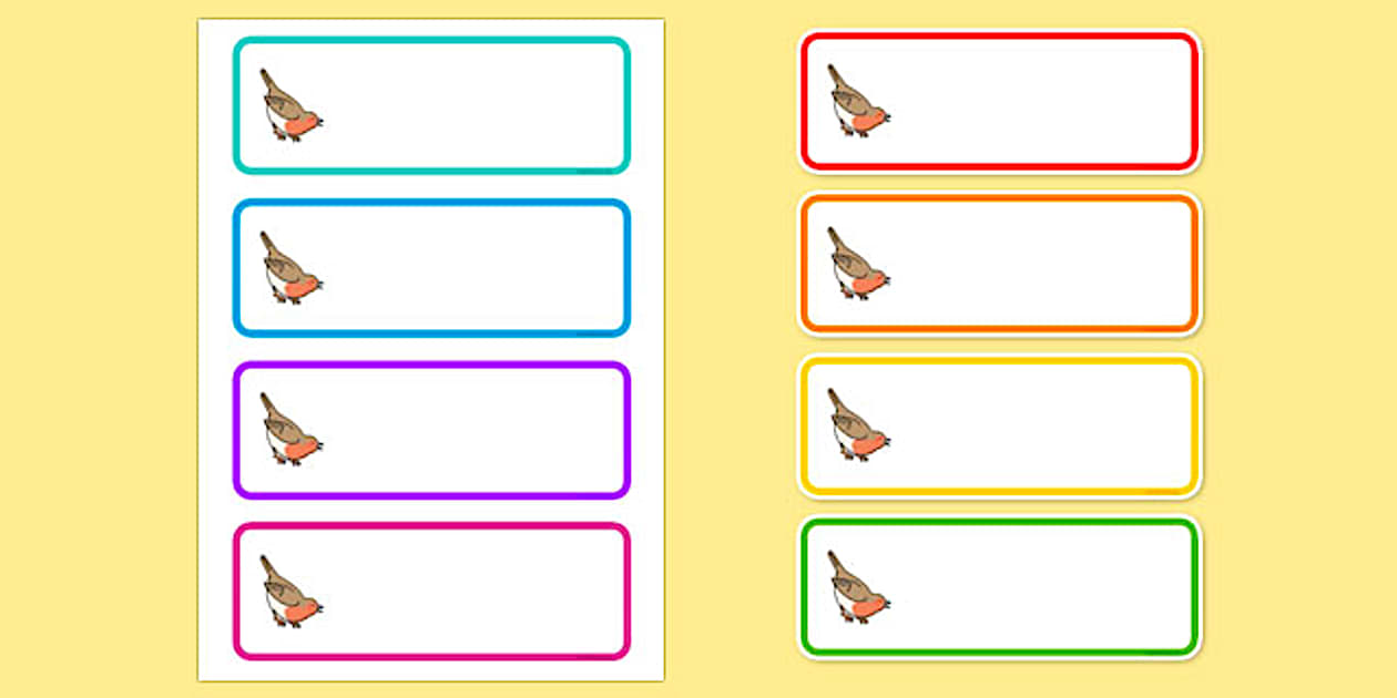 👉 Editable Drawer - Peg - Name Labels (Robins) - Twinkl