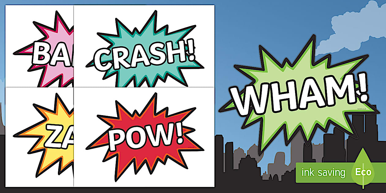 Cursive Comic Superhero Word Cut-Outs (teacher made)