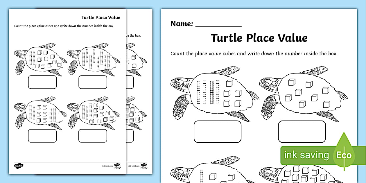 Turtle Place Value Activity Sheet (teacher made) - Twinkl