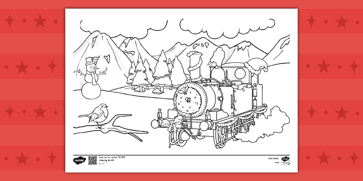 Christmas Train Colouring Activity (teacher made) - Twinkl