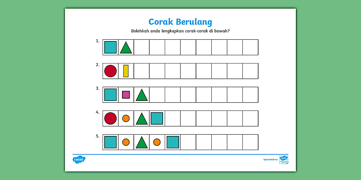 Lembaran Kerja Corak Berulang (teacher made) - Twinkl