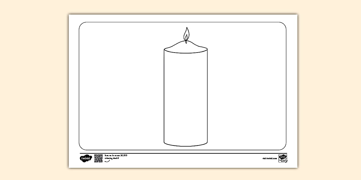 White Candle Colouring Sheet | Colouring Sheets - Twinkl