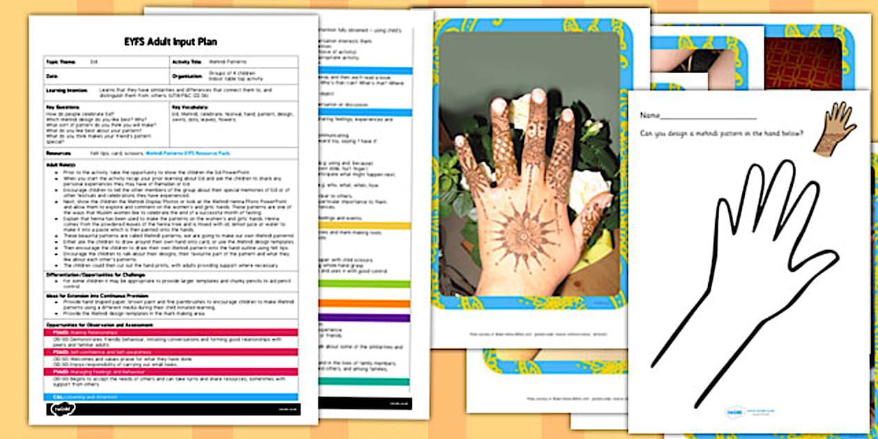 Black and White Mehndi Patterns EYFS Adult Input Plan and Resource Pack