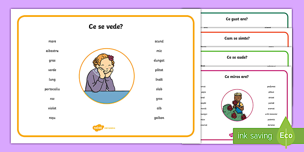 Simțurile noastre Planșe cu vocabular - Twinkl