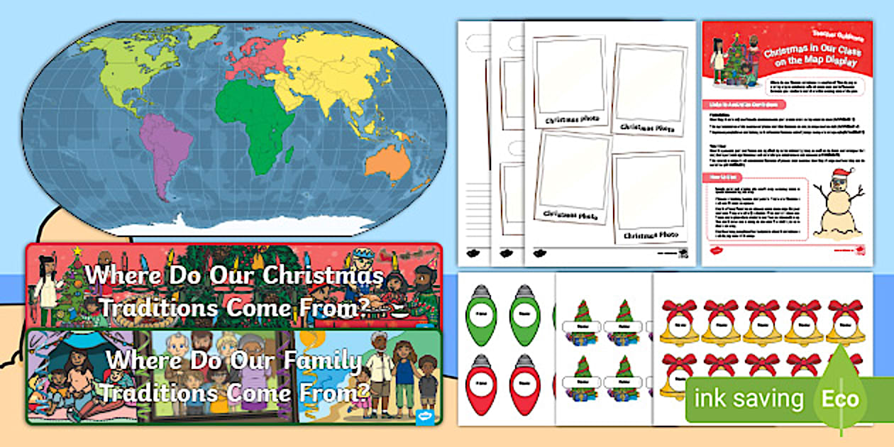 Christmas in Our Class On the Map Display Geography Year 1