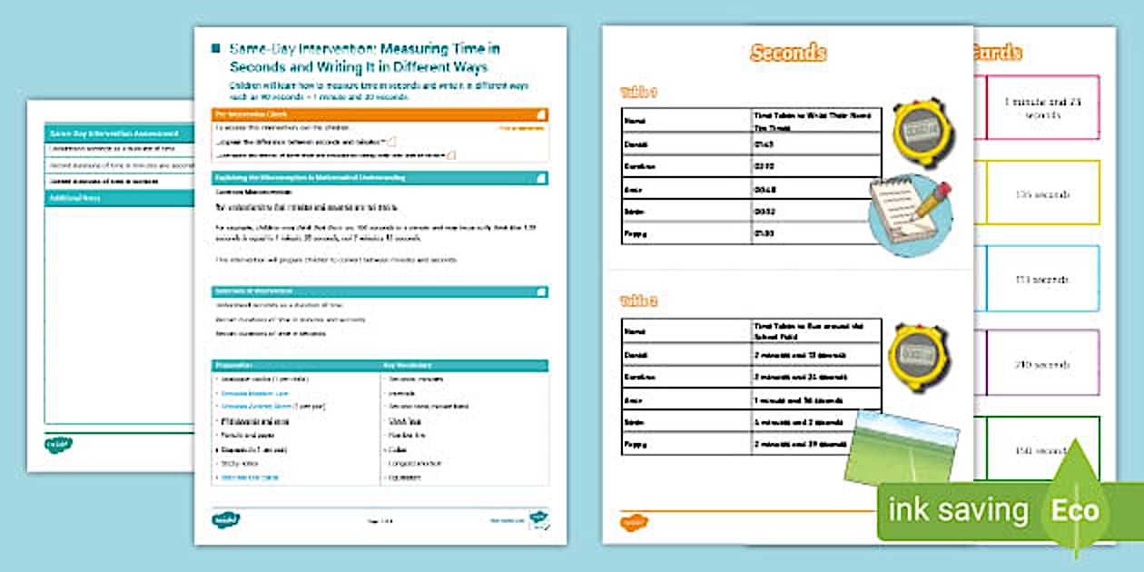 👉 Y3 Maths Intervention: Measure and Record Time in Seconds