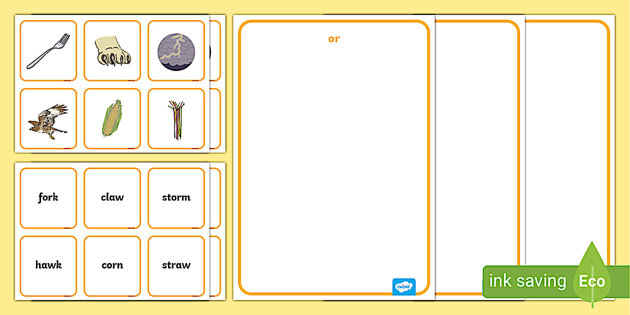 or Sound Family Sorting and Matching Activity Pack - Twinkl