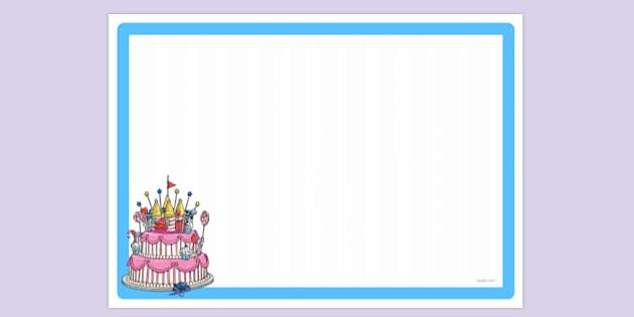 Simple Blank Birthday Page Border Landscape | Page Borders