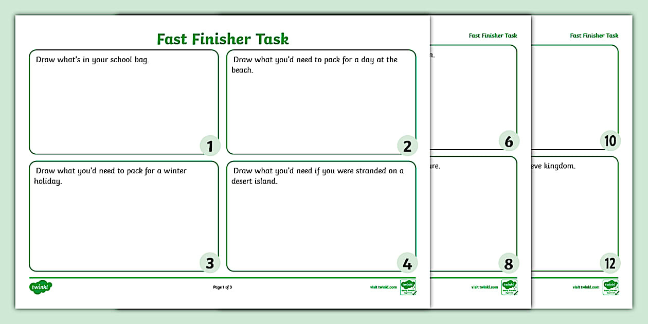 Fast Finishers Drawing Task Cards
