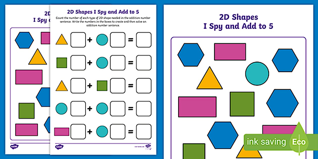 👉 2D Shape I Spy and Add to 5 (teacher made) - Twinkl