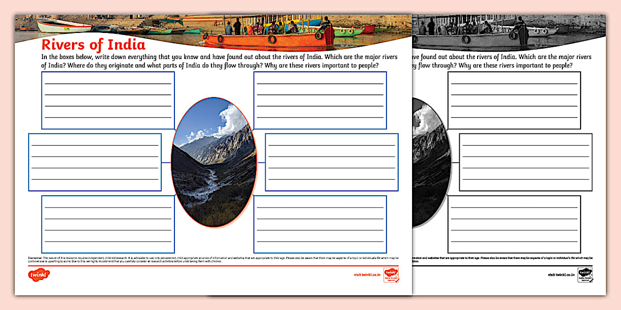Rivers of India Mind Map (teacher made) - Twinkl