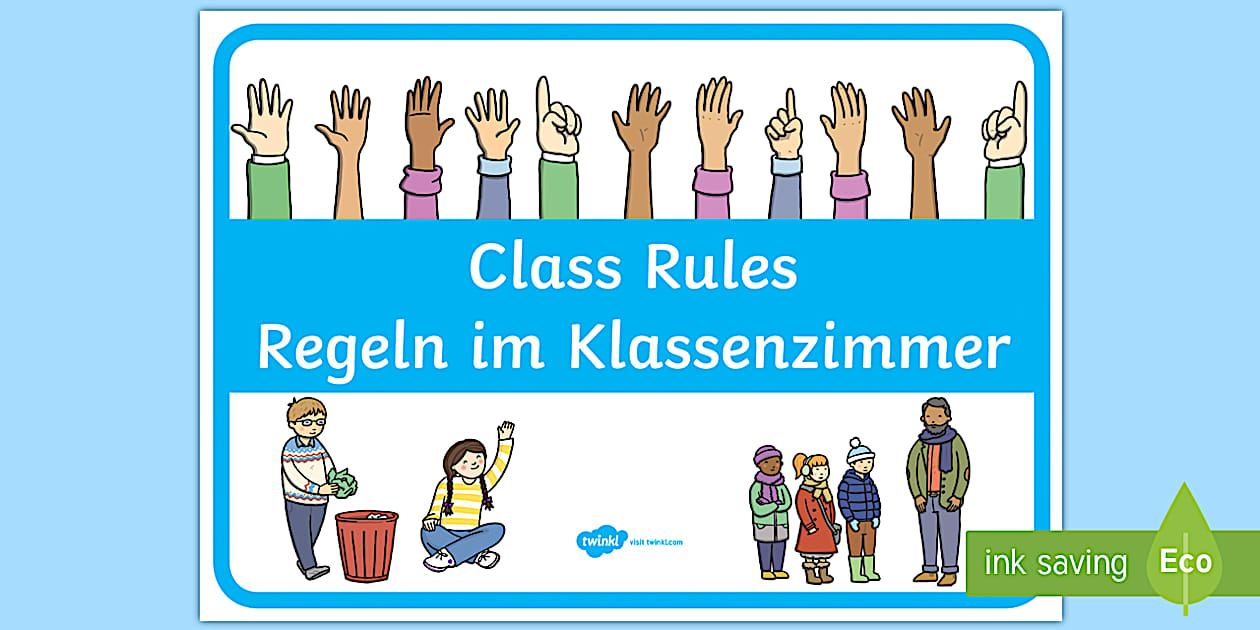 Class Rules Display Poster English/German - EAL, German, Class Rules ...