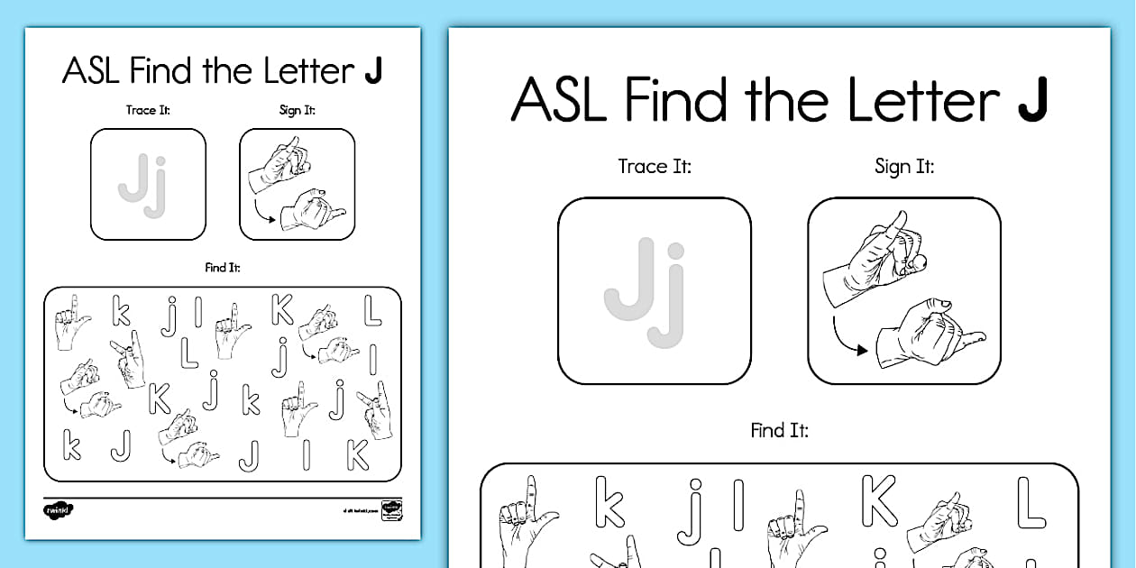 ASL Find the Letter J Worksheet (Teacher-Made) - Twinkl