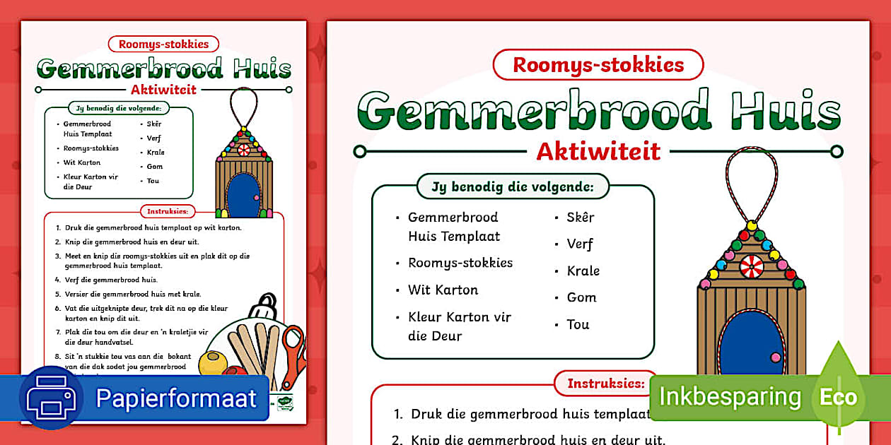 Roomys-Stokkie Gemmerbrood Aktiwiteit (teacher made)