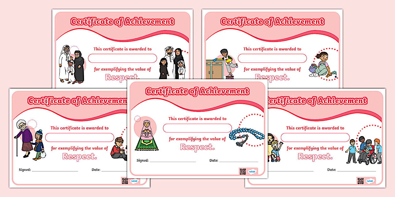 Values Certificates - Respect (teacher made) - Twinkl