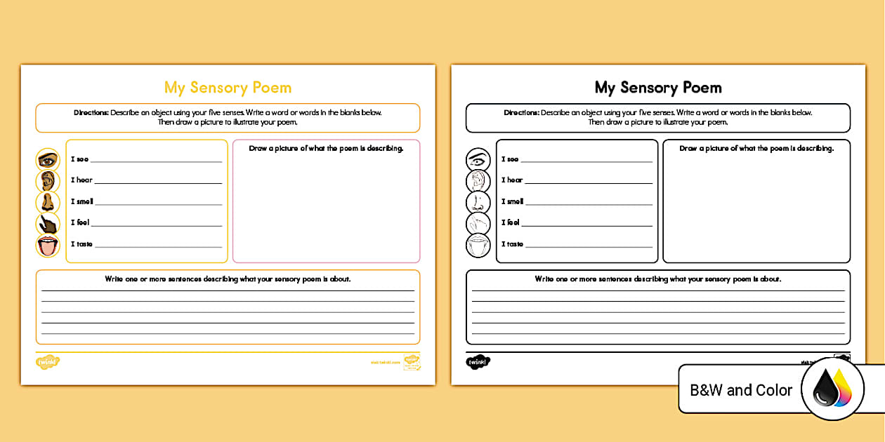 My Sensory Poem Activity - Twinkl