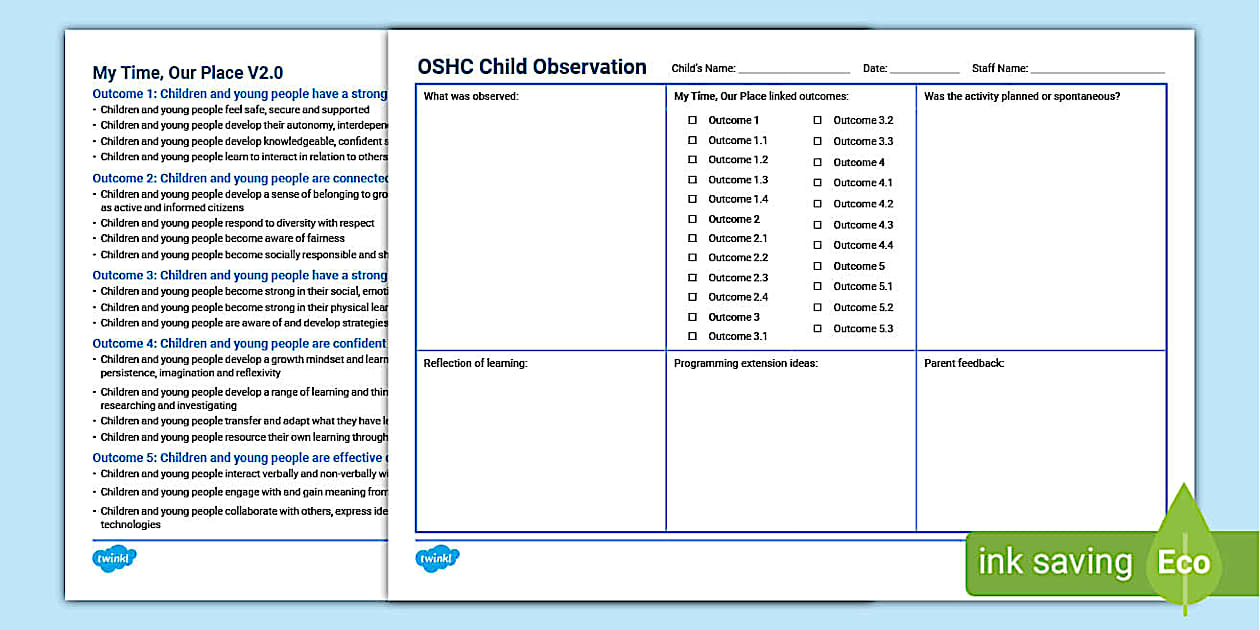 OSHC Child Observation Sheet (teacher made) - Twinkl