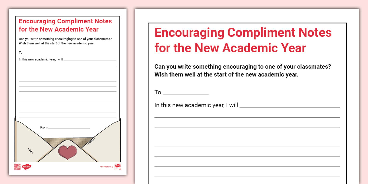 Singapore Back to School Compliment Notes (teacher made)