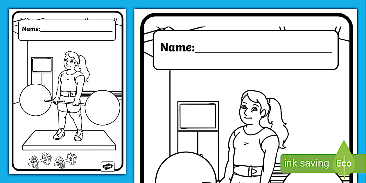 Weight Lifting Exercise Themed Colouring Book Cover - Twinkl