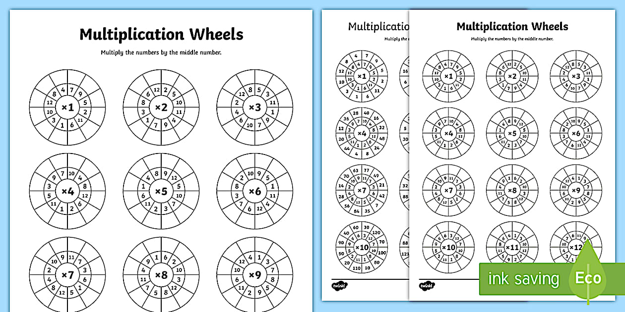 Multiplication Wheels Worksheet - Twinkl