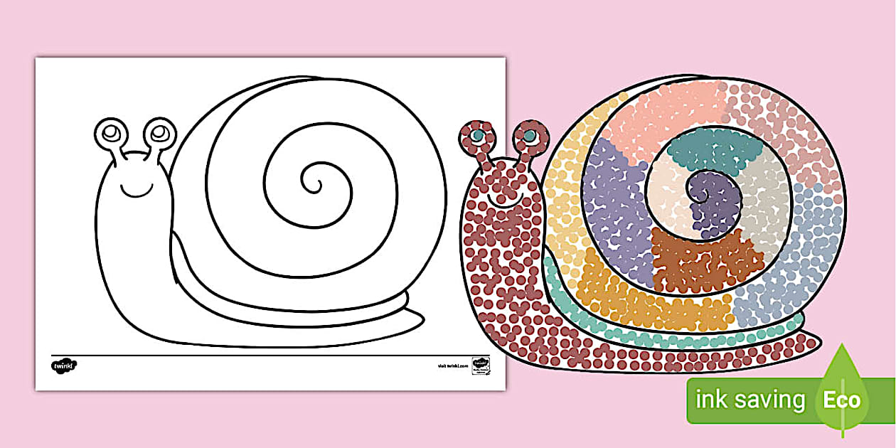 Snail Art Pointillism Template - KS1 (Teacher-Made) - Twinkl