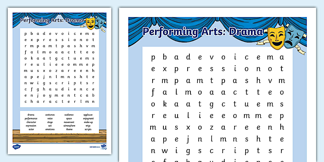 Performing Arts - Drama Word Search (teacher made) - Twinkl