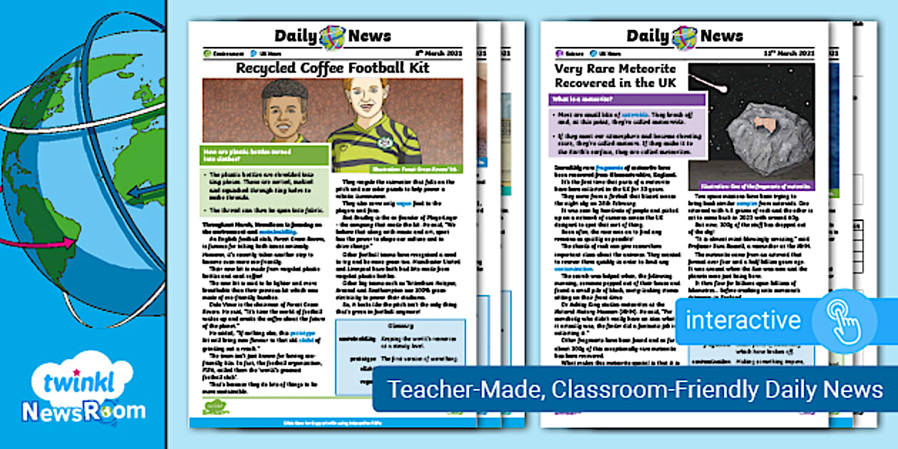 NewsRoom Weekly UKS2 Reading Comprehension Pack - 12th March 2021