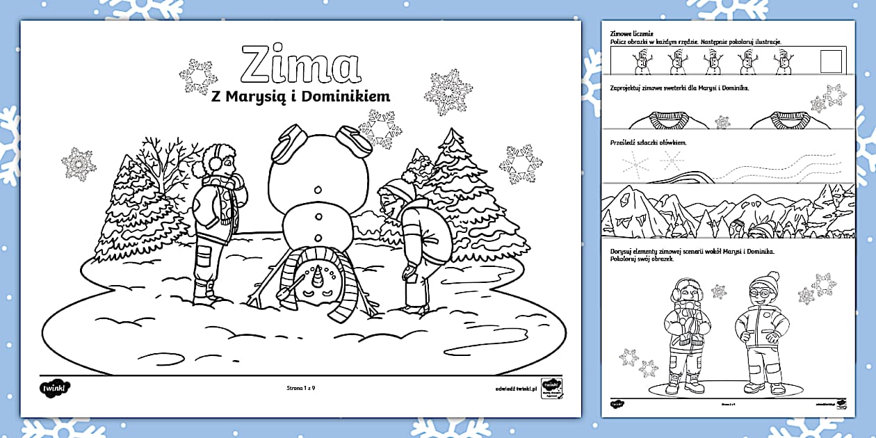 Zima | Karty pracy | Zestaw zadań na zimę (teacher made)