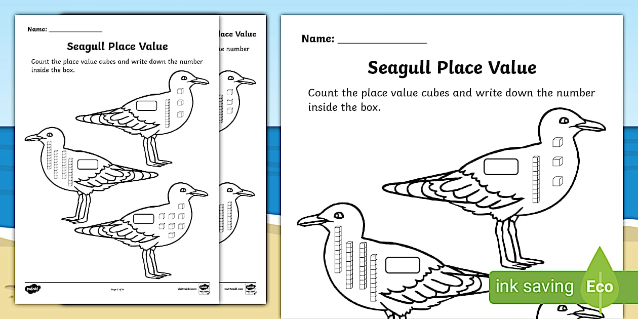 Seagull Place Value Activity Sheet (teacher made) - Twinkl