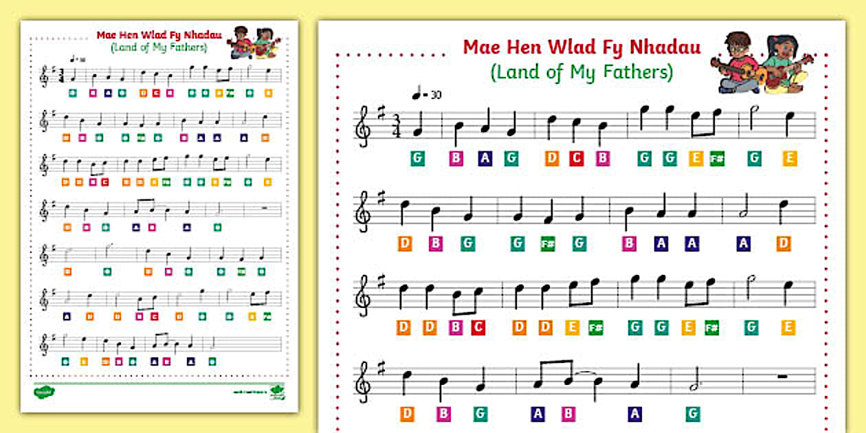 The Welsh National Anthem Music Sheet (teacher made)