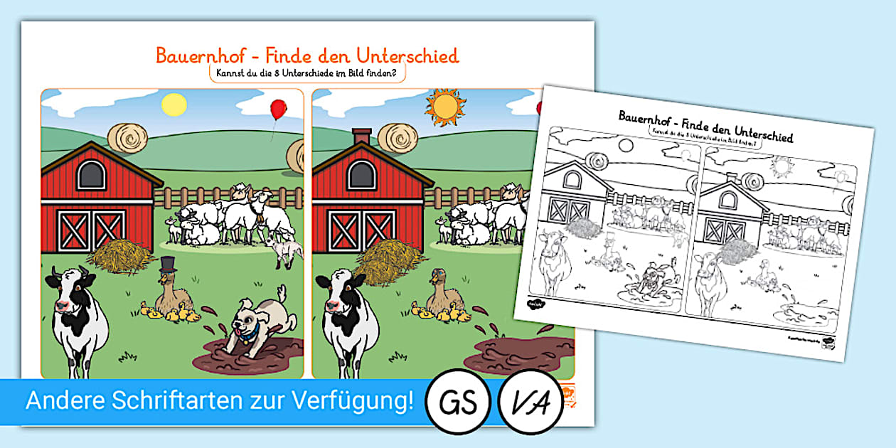 Finde den Unterschied - Bauernhof - Suchbild