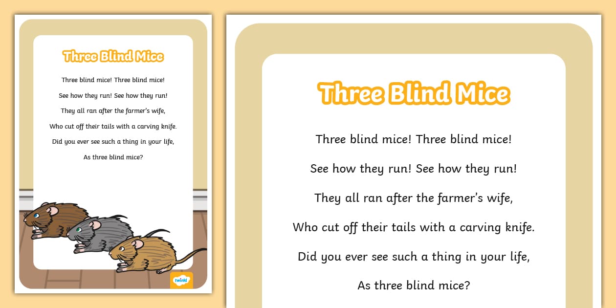 Three Blind Mice Display Poster (teacher made) - Twinkl