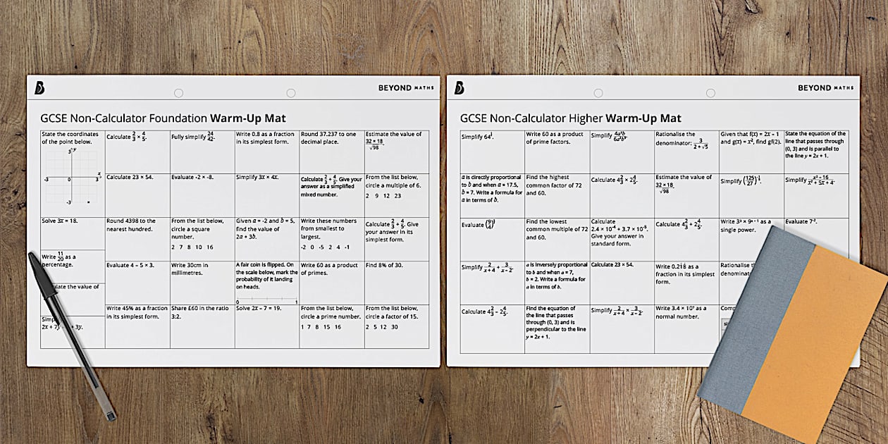 👉 GCSE Non-Calculator Warm-Up Mat | Foundation & Higher Maths