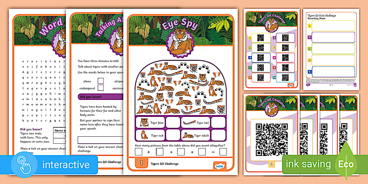 Tiger QR Code Challenge (Teacher-Made) - Twinkl