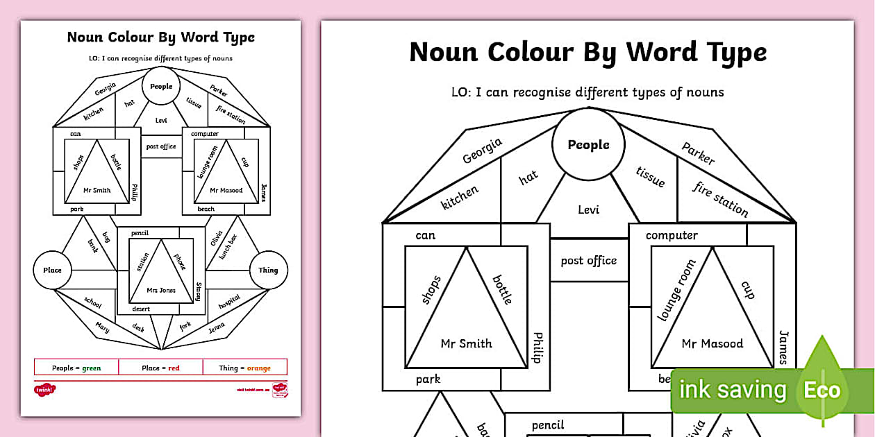 Editable Noun Colour By Word F-2 (teacher made) - Twinkl