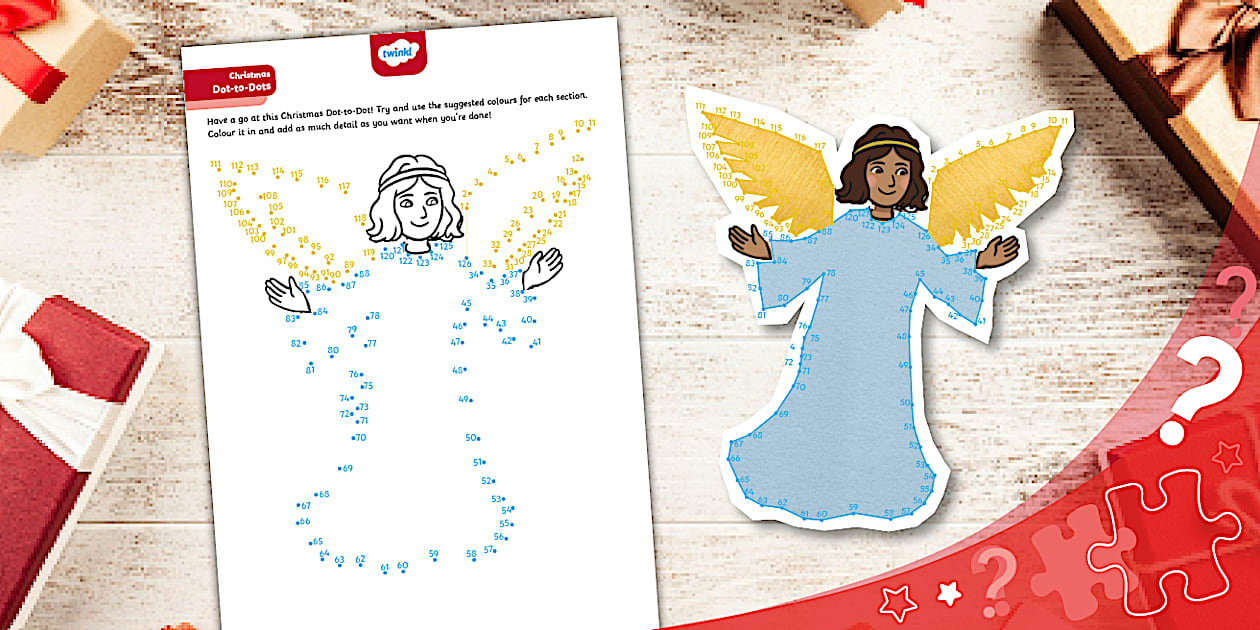 Christmas Angel Dot-to-Dot Puzzle - Kids Puzzles - Twinkl