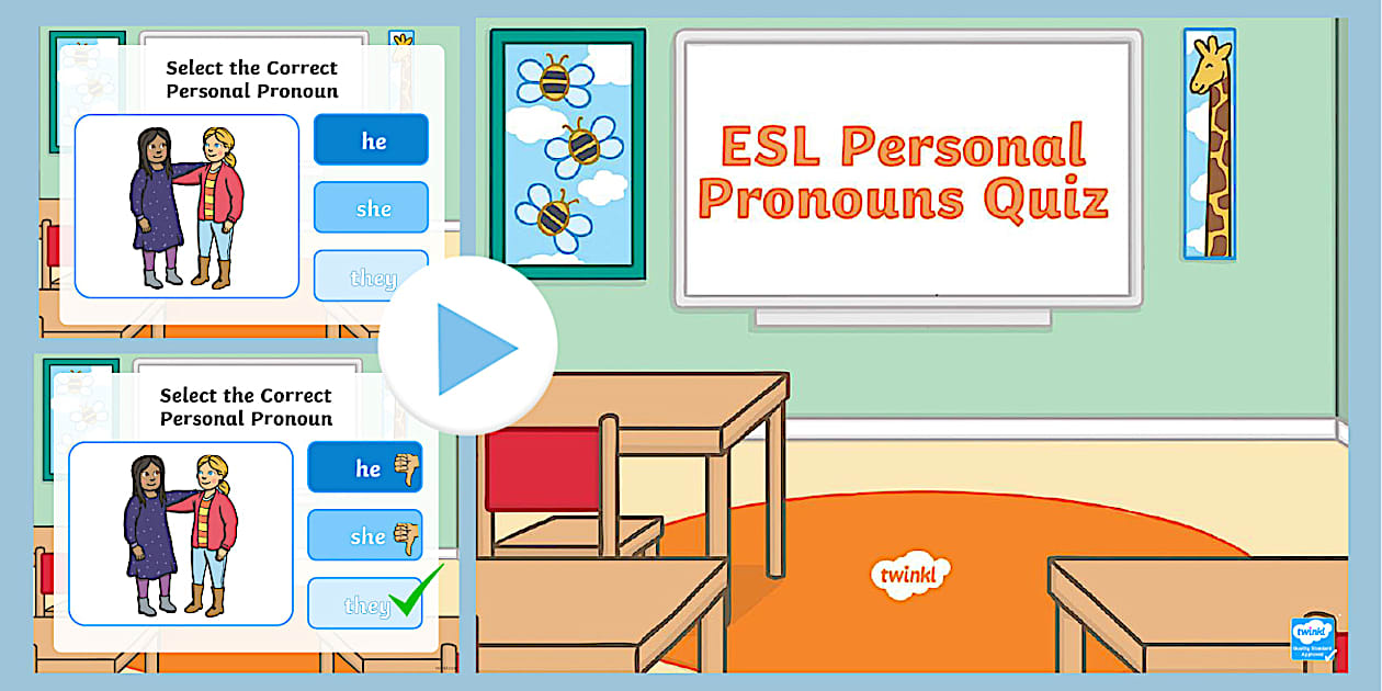 ESL Personal Pronouns Quiz PowerPoint - Twinkl