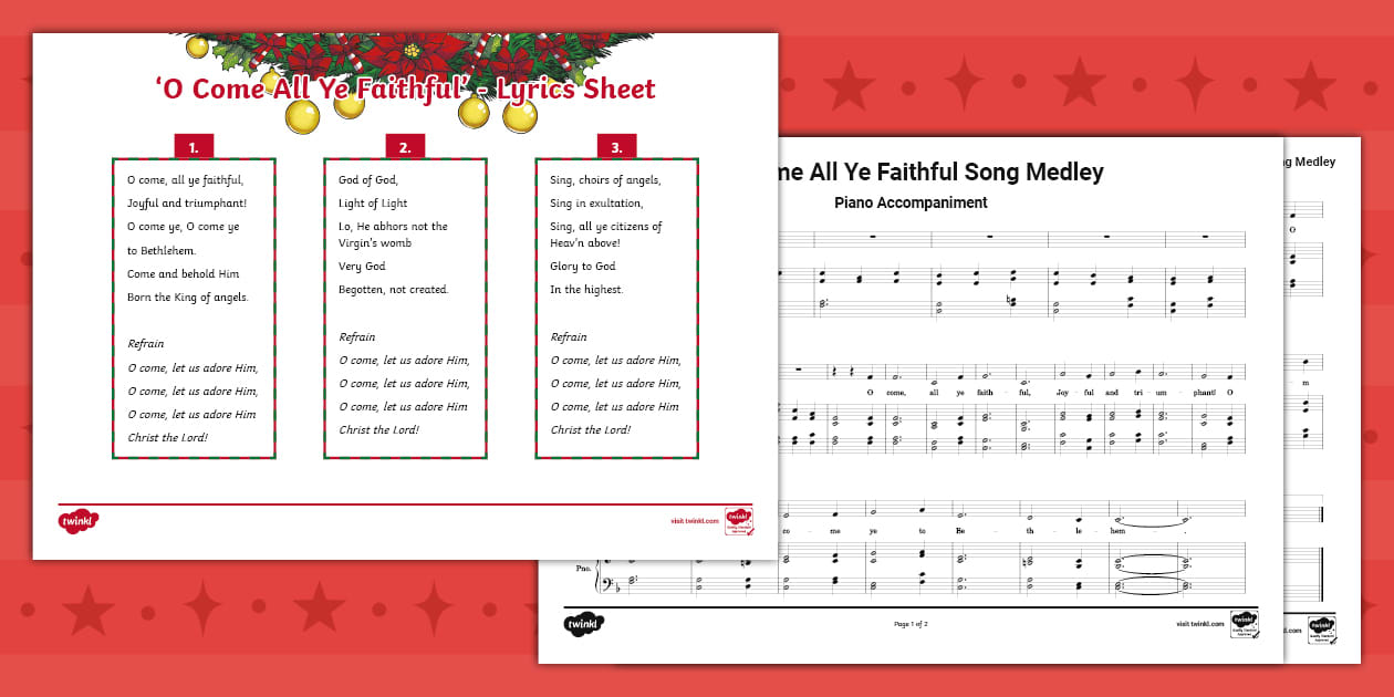 👉 O Come All Ye Faithful Song Track with Piano Accompaniment