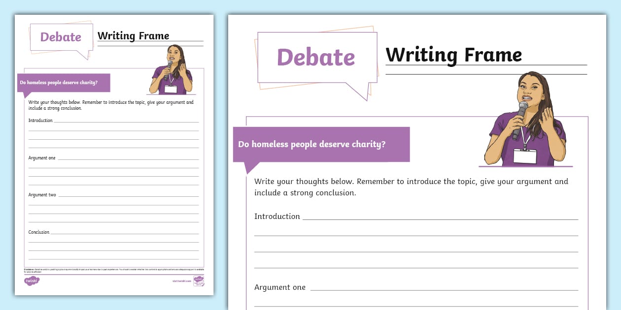 Homelessness Debate Writing Frame (teacher made) - Twinkl
