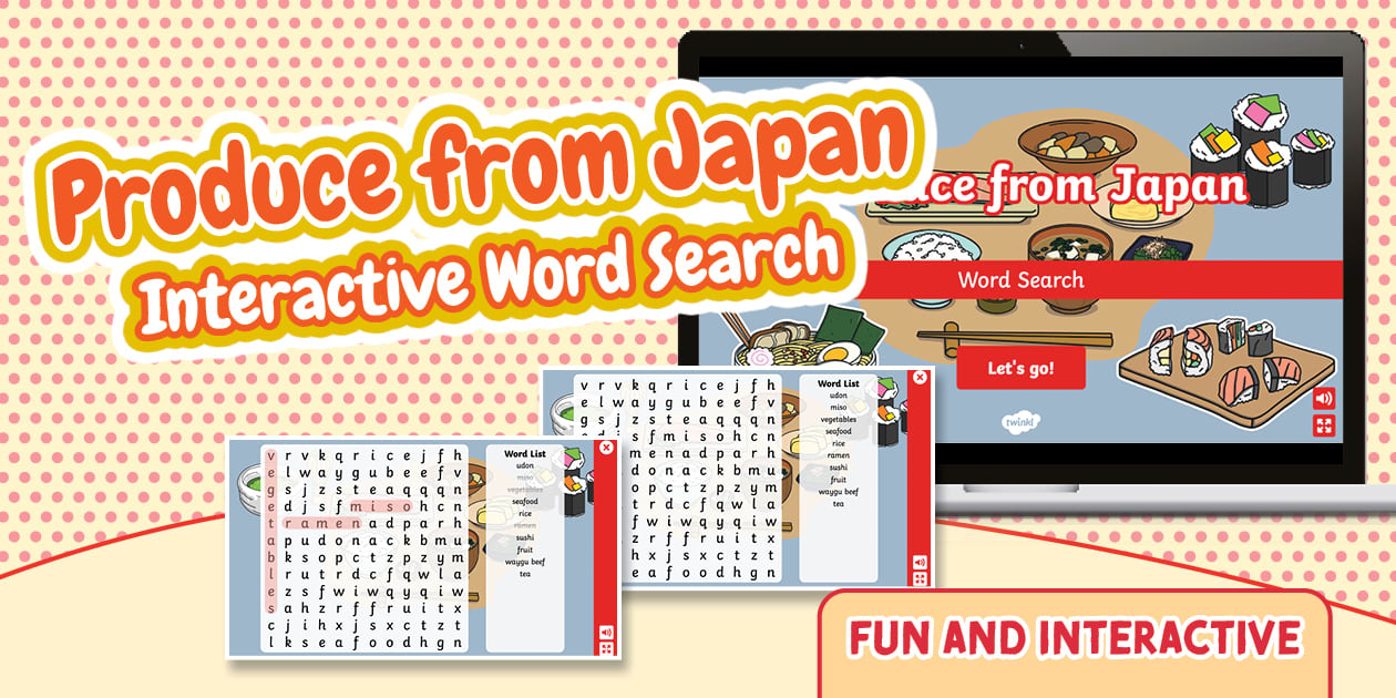 Produce from Japan Interactive Word Search