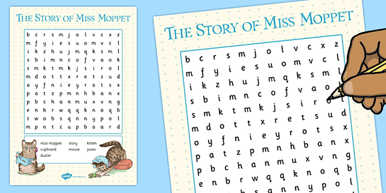 Black and White The Story of Miss Moppet Word Search
