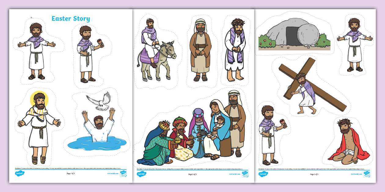 Easter Story Cut Outs (ティーチャーメイド) - Twinkl
