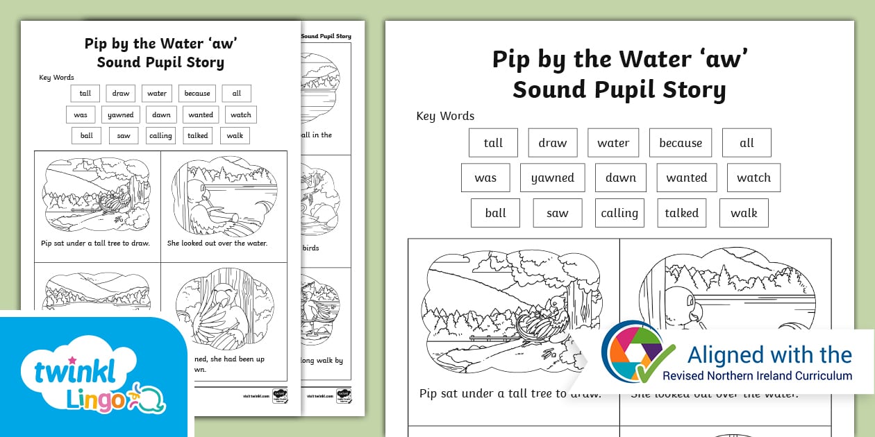 Pip by the Water 'aw' Sound Pupil Story Activity Sheet
