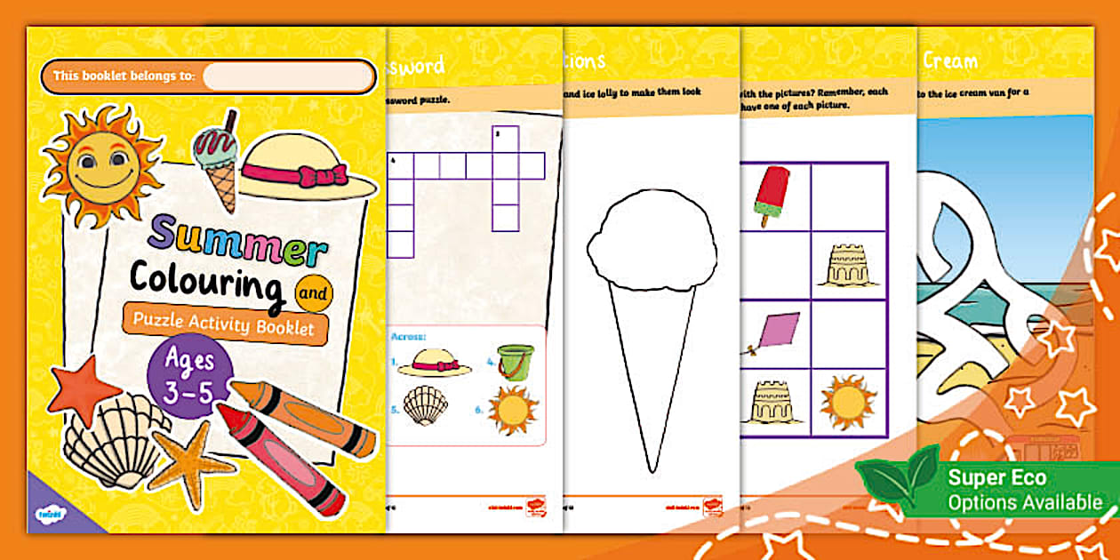 Summer Colouring and Puzzle Activity Booklet Ages 3–5
