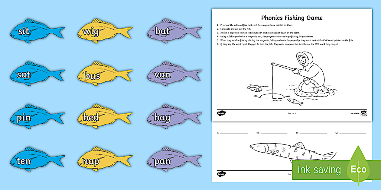 CVC Word Fishing Game - Twinkl