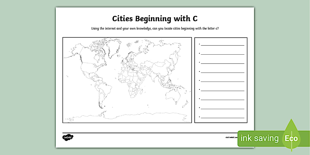 Cities Beginning with C Worksheet (teacher made) - Twinkl